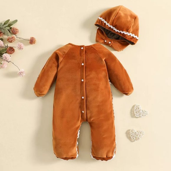 One Pieces | Christmas Gingerbread Man Baby Boy Girl Velour Romper Jumpsuit | Poshmark